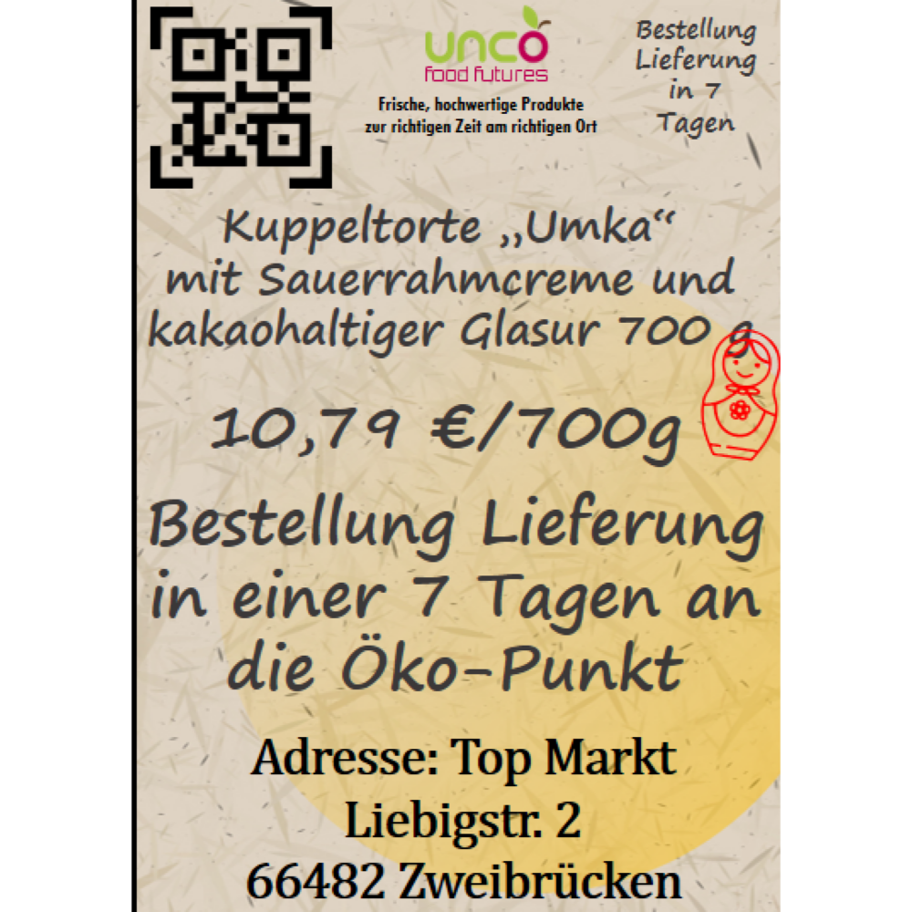 Kuppeltorte “Umka” mit Sauerrahmcreme und kakaohaltiger Glasur 700 g ...